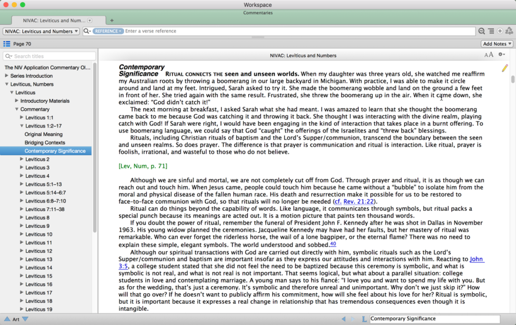 NIV Application Commentary: Leviticus, Numbers (Roy Gane) - Accordance
