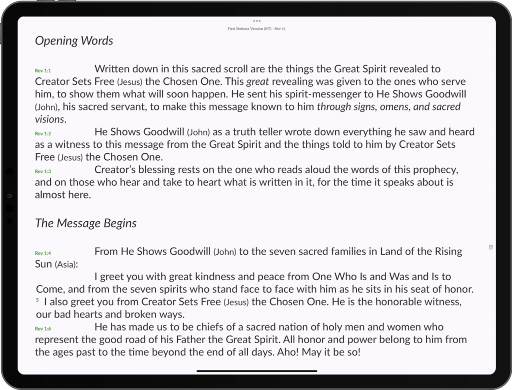 NEW! First Nations Version: An Indigenous Translation of the New ...