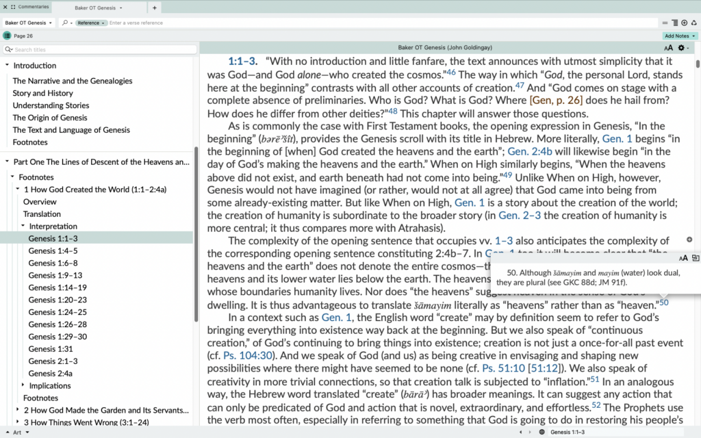 Baker Commentary on the Old Testament Pentateuch: Genesis (Goldingay ...