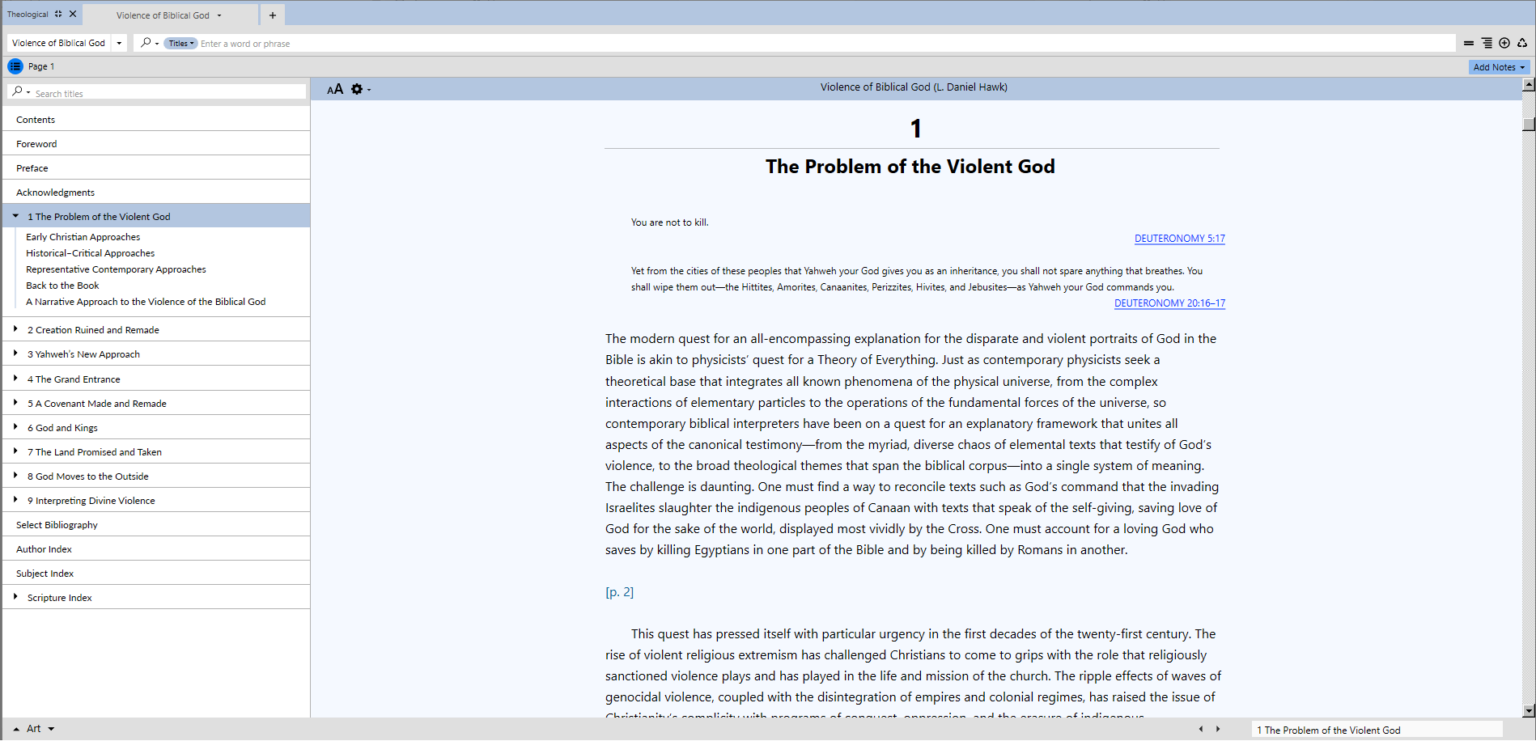 The Violence of the Biblical God (Hawk) - Accordance