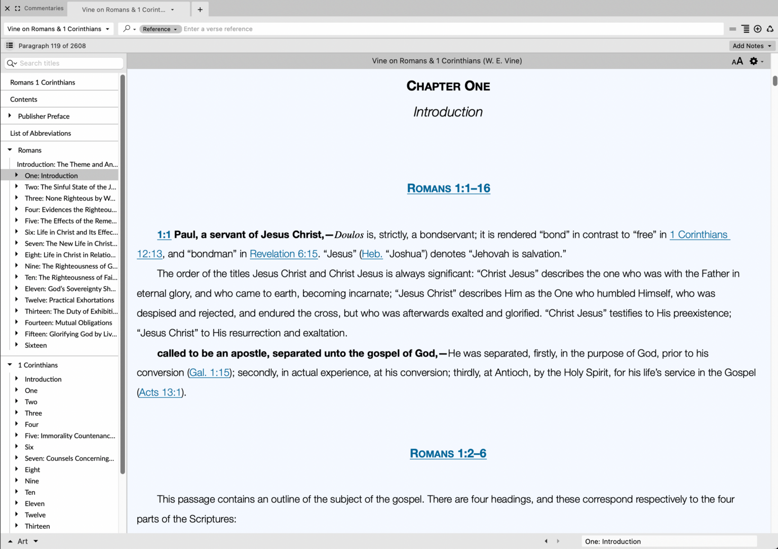 Romans and 1 Corinthians: A Verse-by-Verse Commentary (Vine) - Accordance