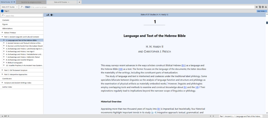 The State of Old Testament Studies (Hardy II and Carroll R.) - Accordance